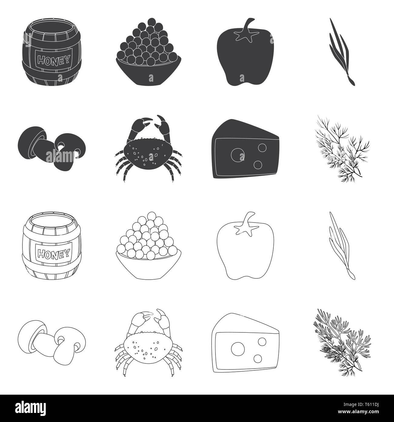 Vector design of taste and product icon. Collection of taste and ...