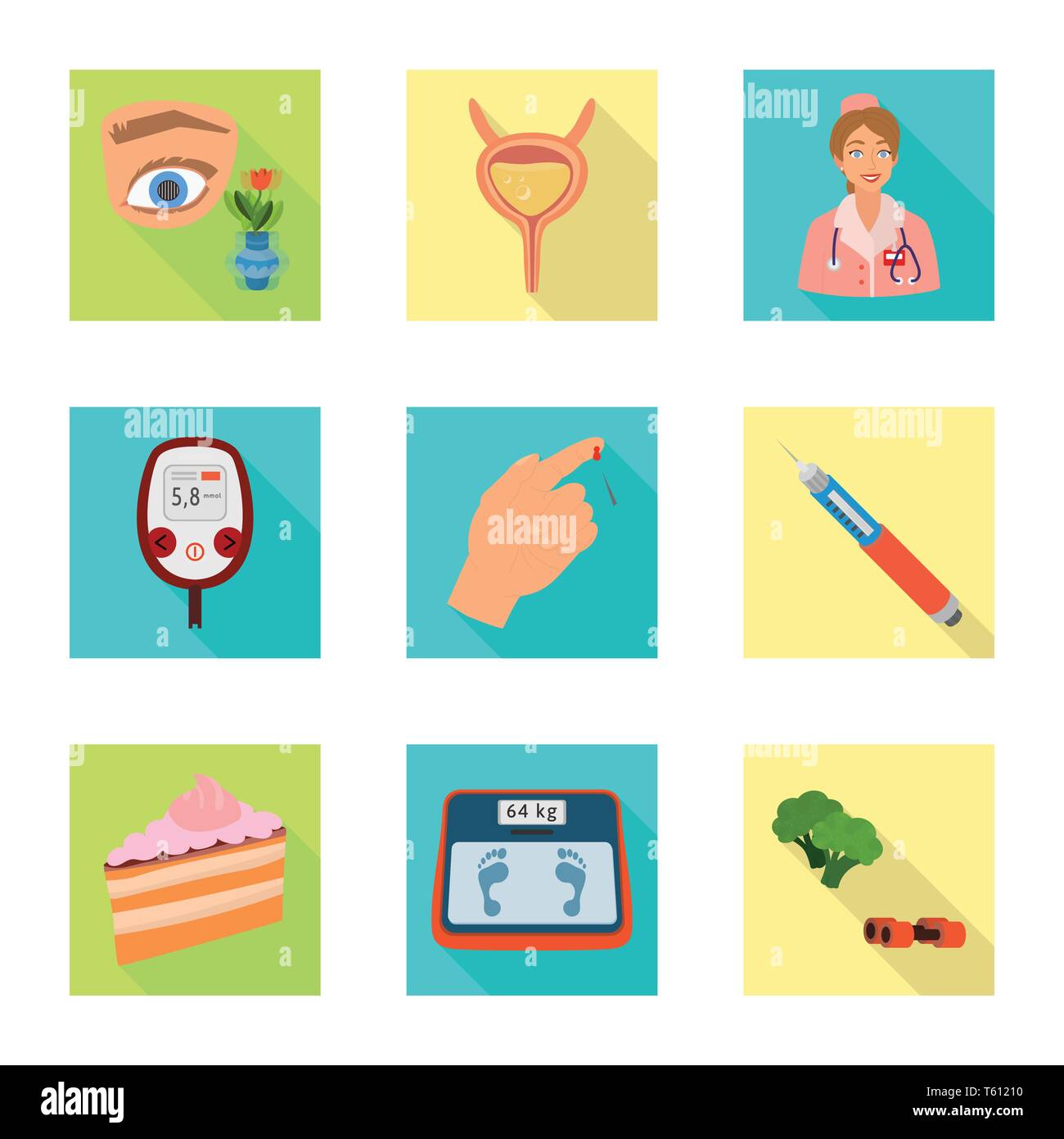 Vector illustration of symptom and disease symbol. Set of symptom and ...