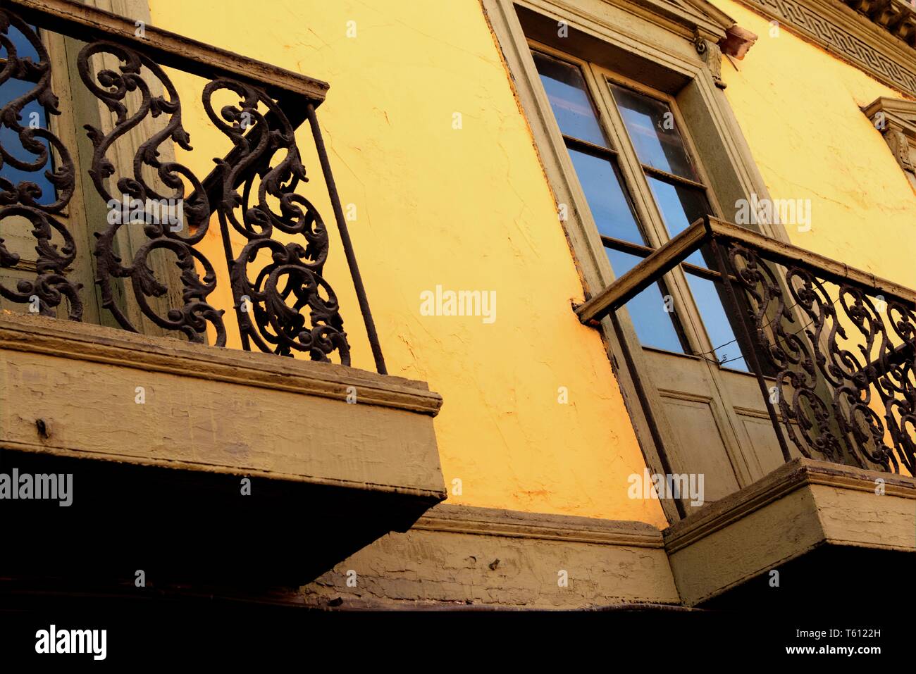 Lima, Peru - April 21, 2018: Architectural detail featuring balconies ...