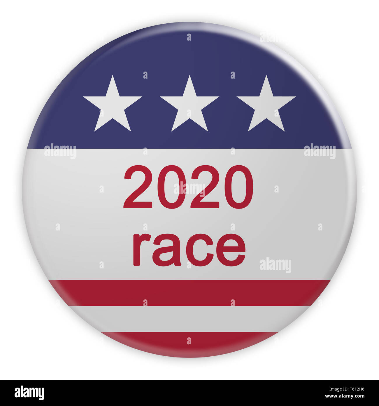 USA Politics News Badge: 2020 Race Button With US Flag, 3d illustration ...