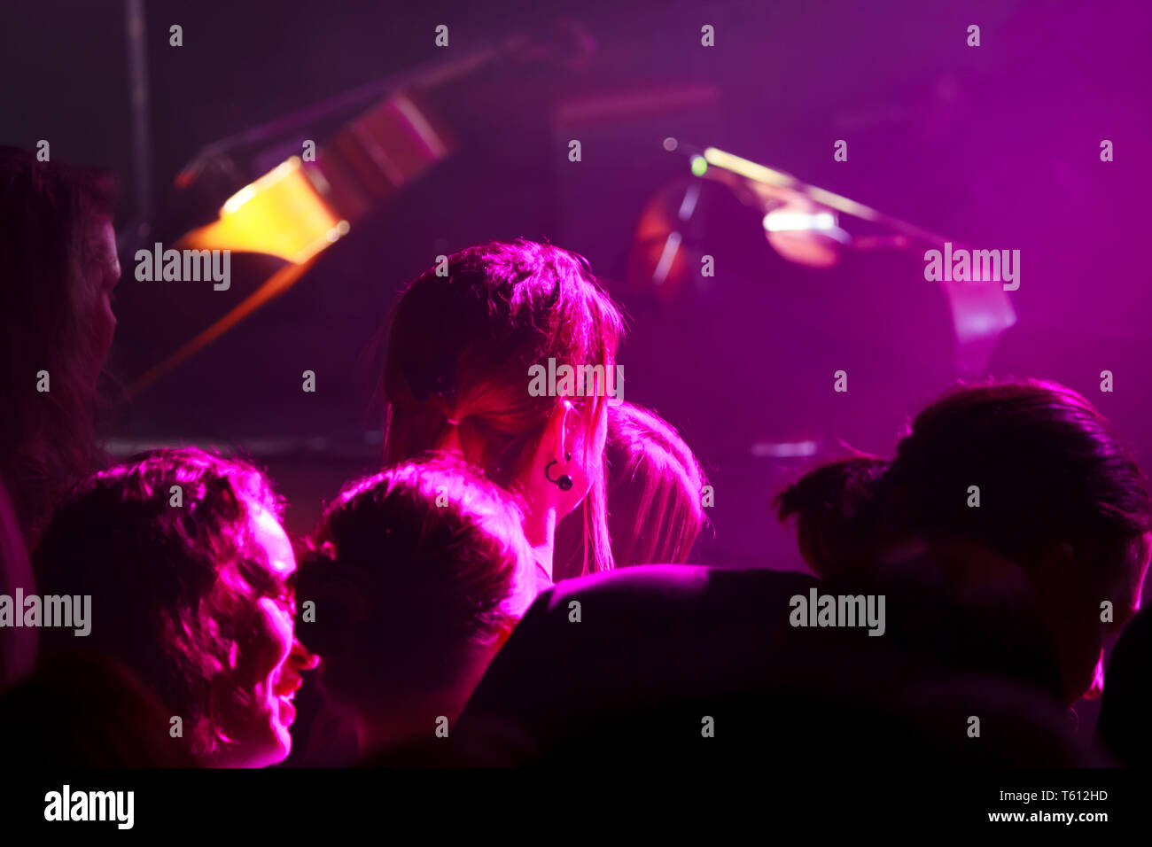 spectators in the forefront at a live concert of the group consisting ...