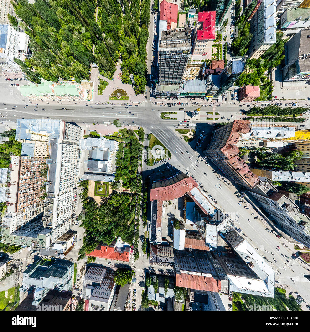 Aerial city view with roads, houses and buildings Stock Photo - Alamy