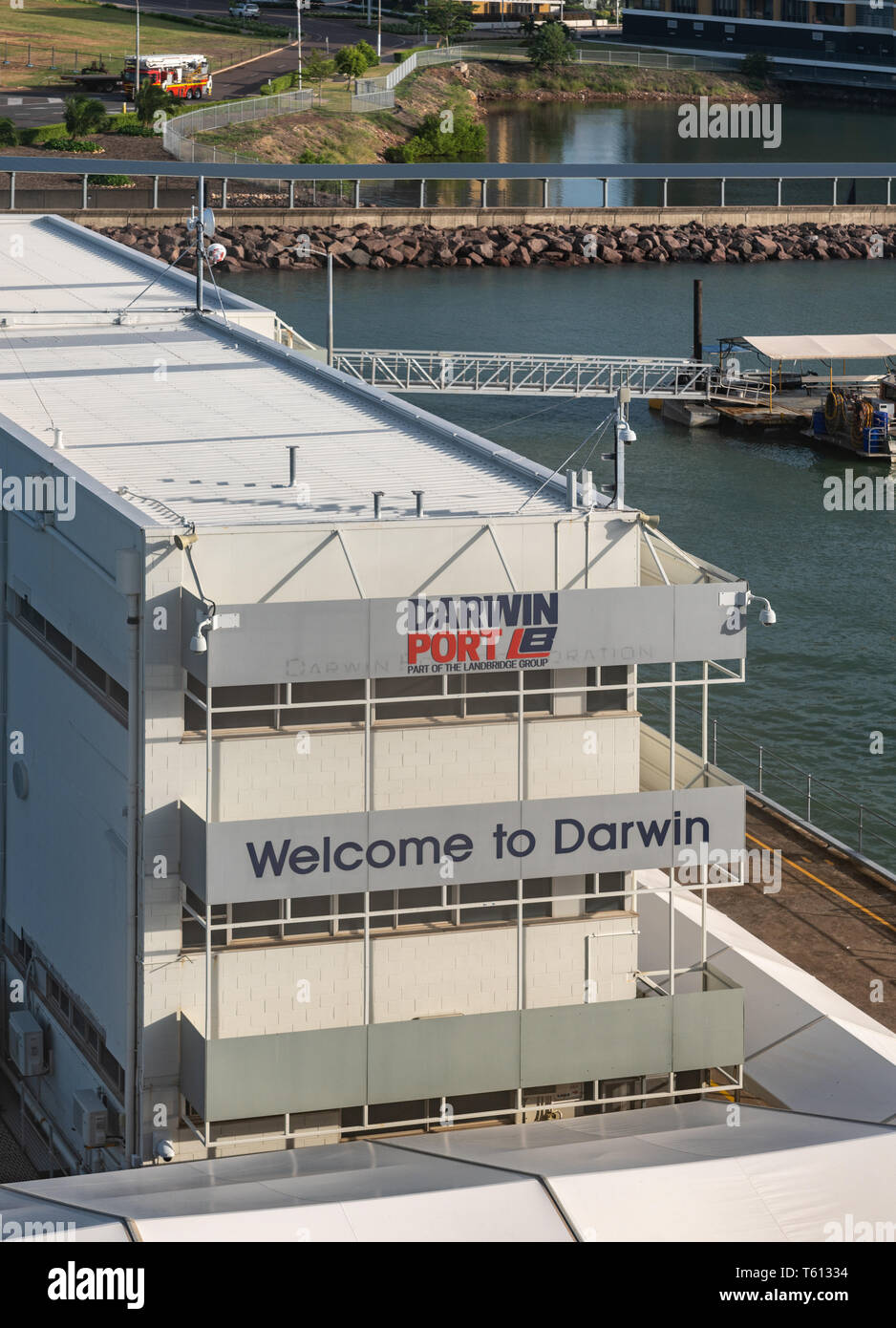 Darwin Australia - February 22, 2019: Closeup of white building of ...