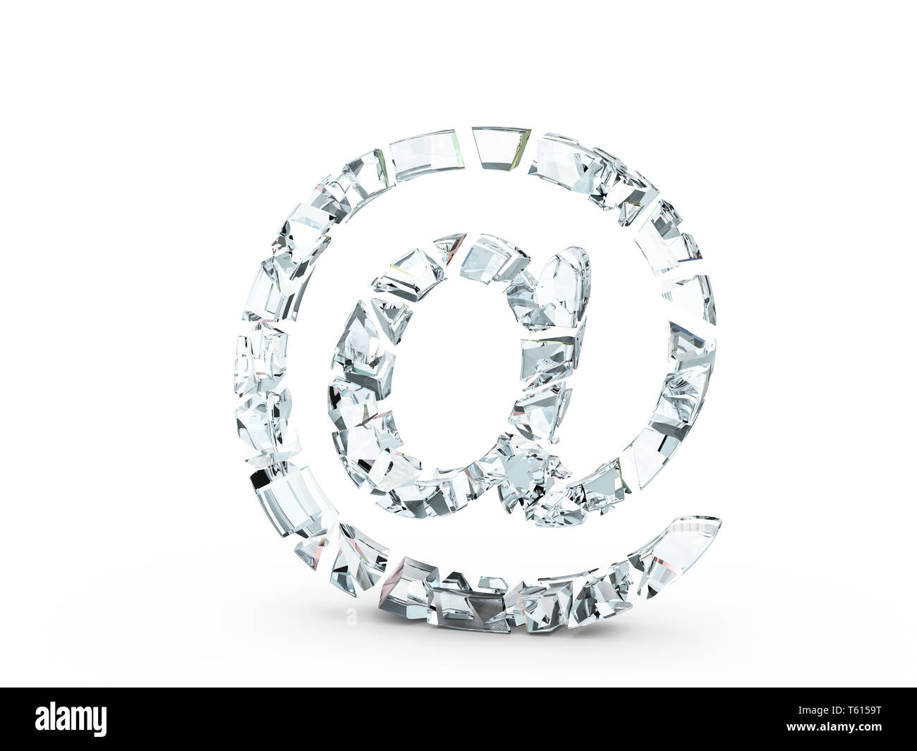 Broken glass email symbol on a white background. 3d illustration Stock ...