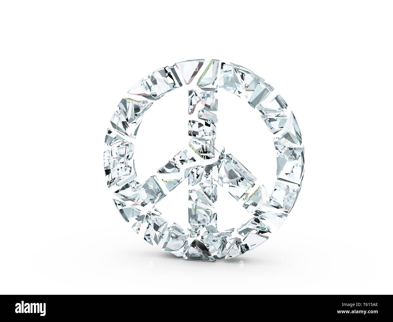 Broken glass peace symbol on a white background. 3d illustration Stock ...