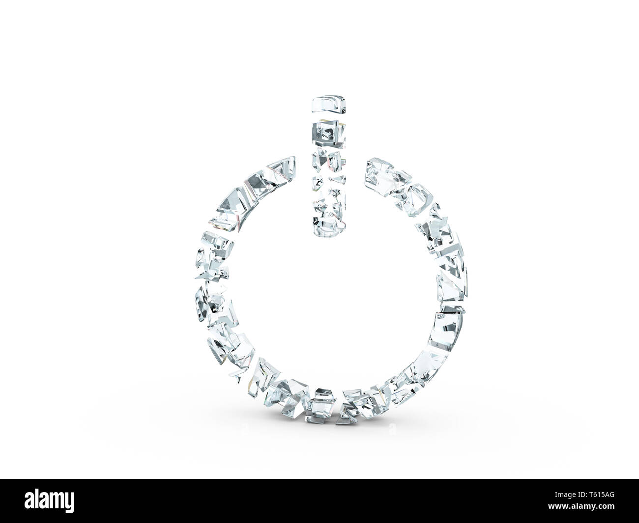 Broken glass power symbol on a white background. 3d illustration Stock ...