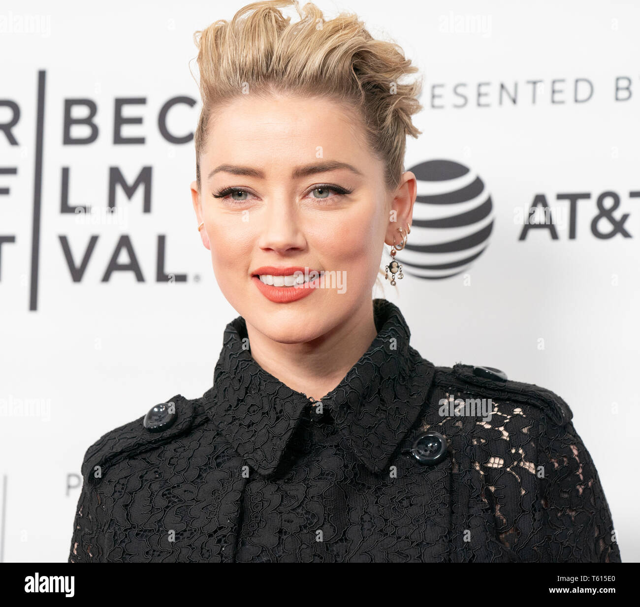 New York, NY - April 27, 2019: Amber Heard wearing dress by Claes ...