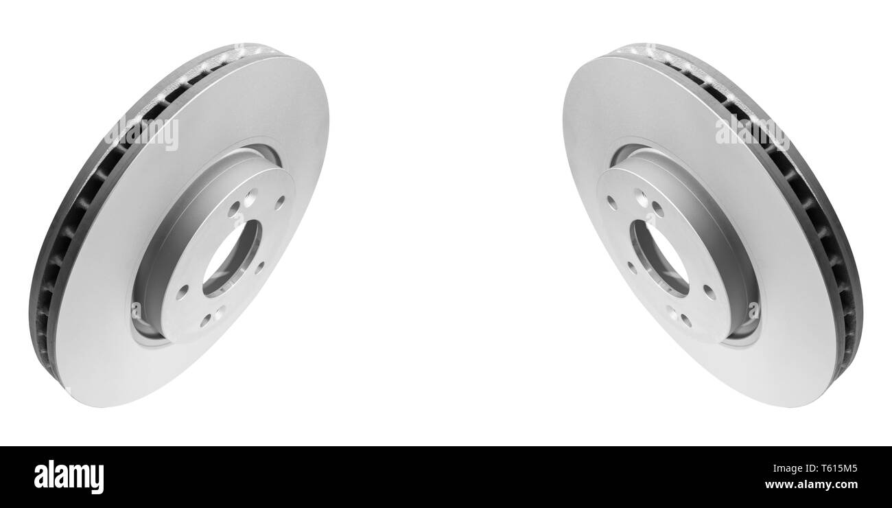 Set of two Brake disc isolated on white background. Auto parts. Brake ...