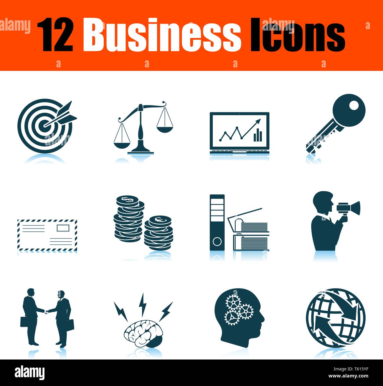 Business Icon Set. Shadow Reflection Design. Vector Illustration Stock ...