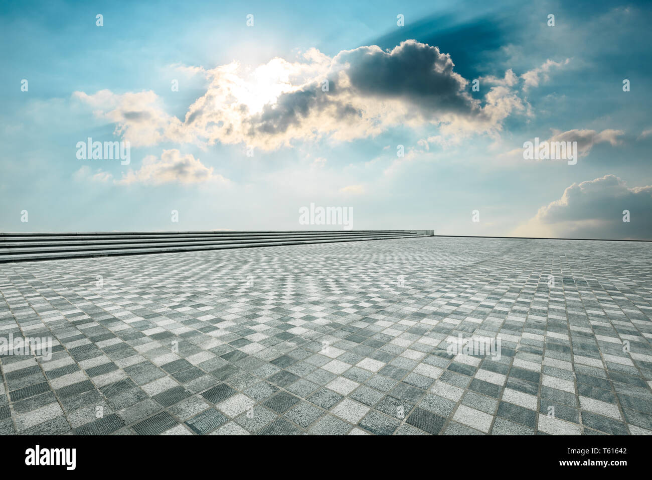 Empty square floor and beautiful sky clouds landscape Stock Photo - Alamy