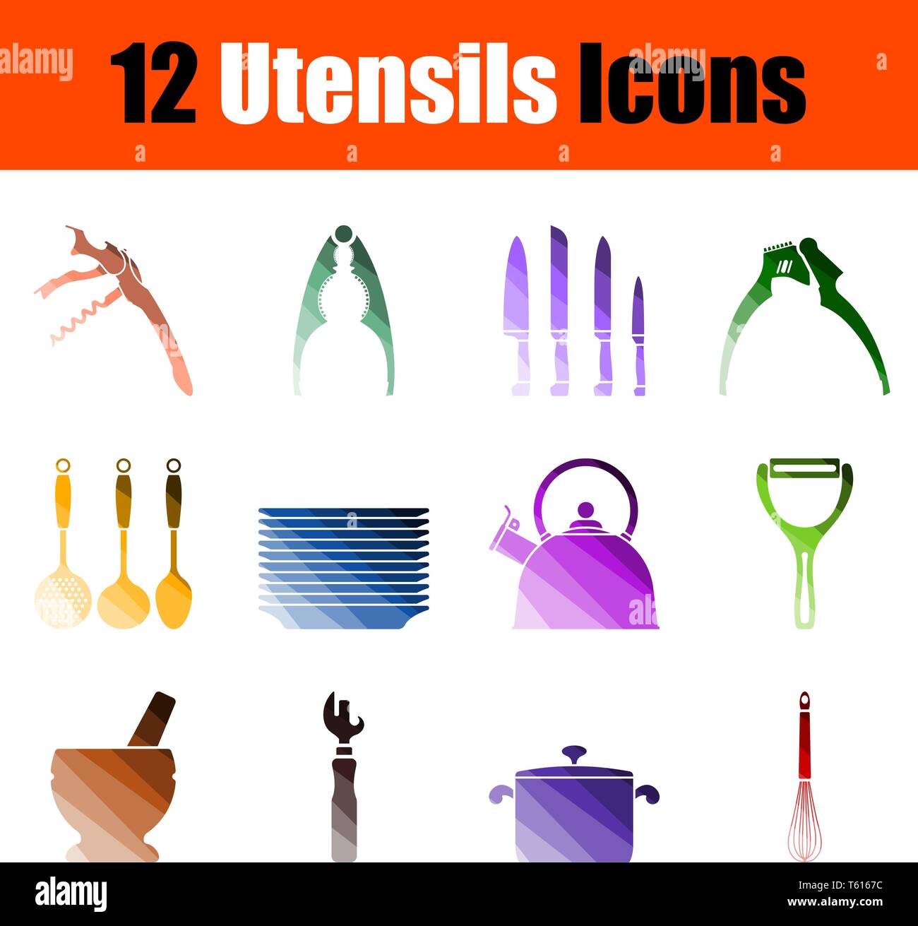 Utensils Icon Set. Color Ladder Design. Vector illustration Stock ...