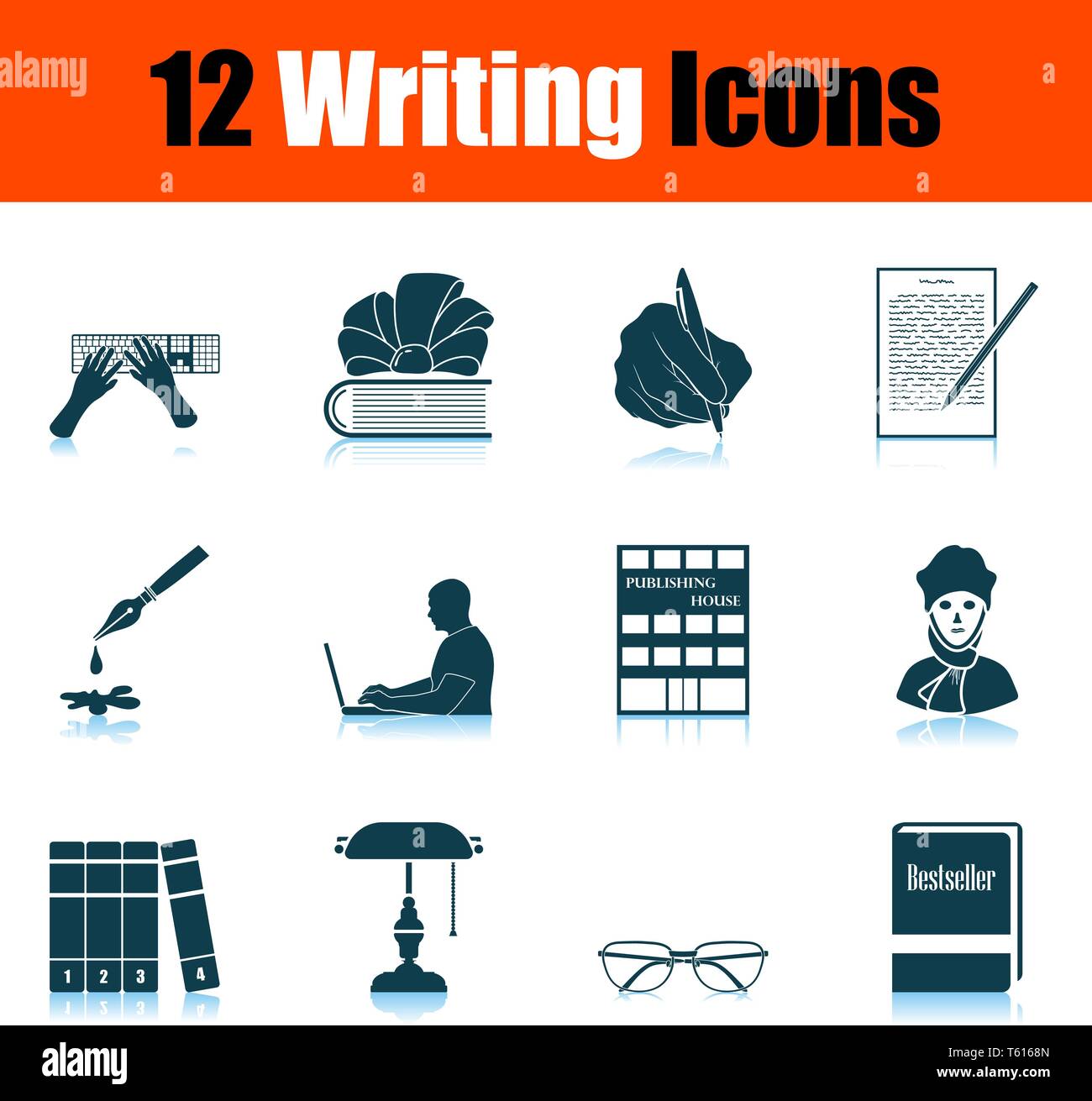 Writing Icon Set. Shadow Reflection Design. Vector Illustration Stock ...