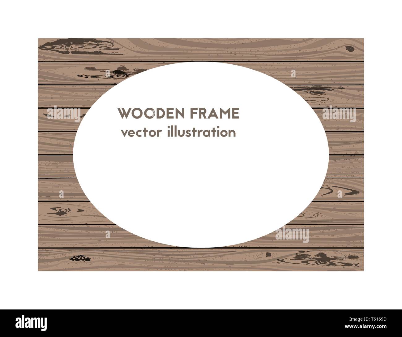 Oval wooden frame. Vector illustration. The texture of the oak Stock ...
