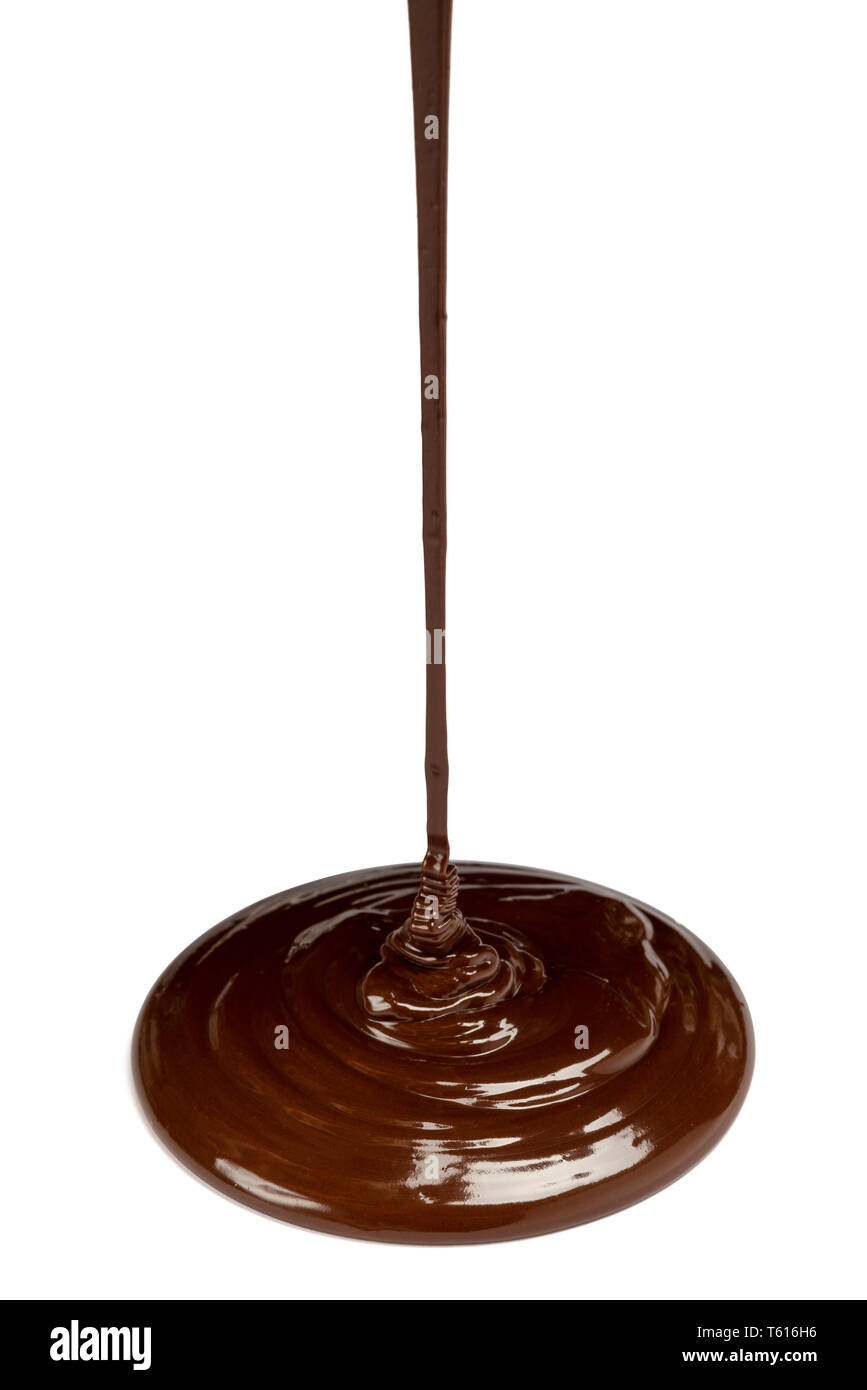close up of melted chocolate or syrup on white background with clipping ...
