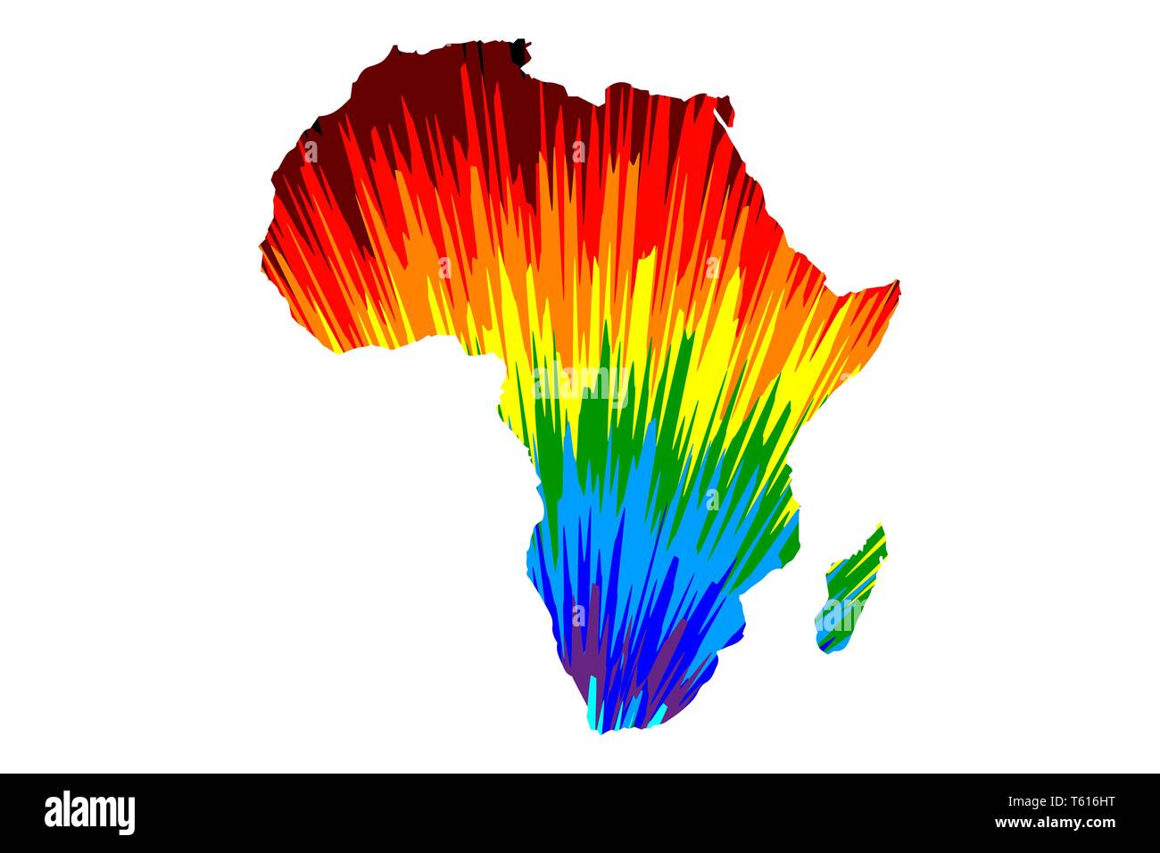 Africa continent - map is designed rainbow abstract colorful pattern ...