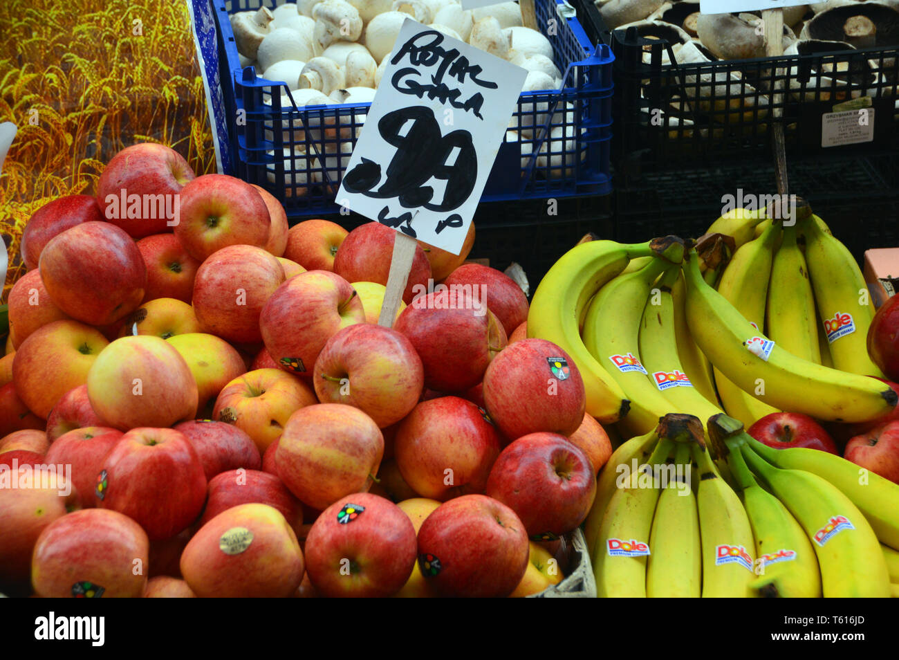 Royal Gala Apples and Bananas on Display in the Central Market in St ...