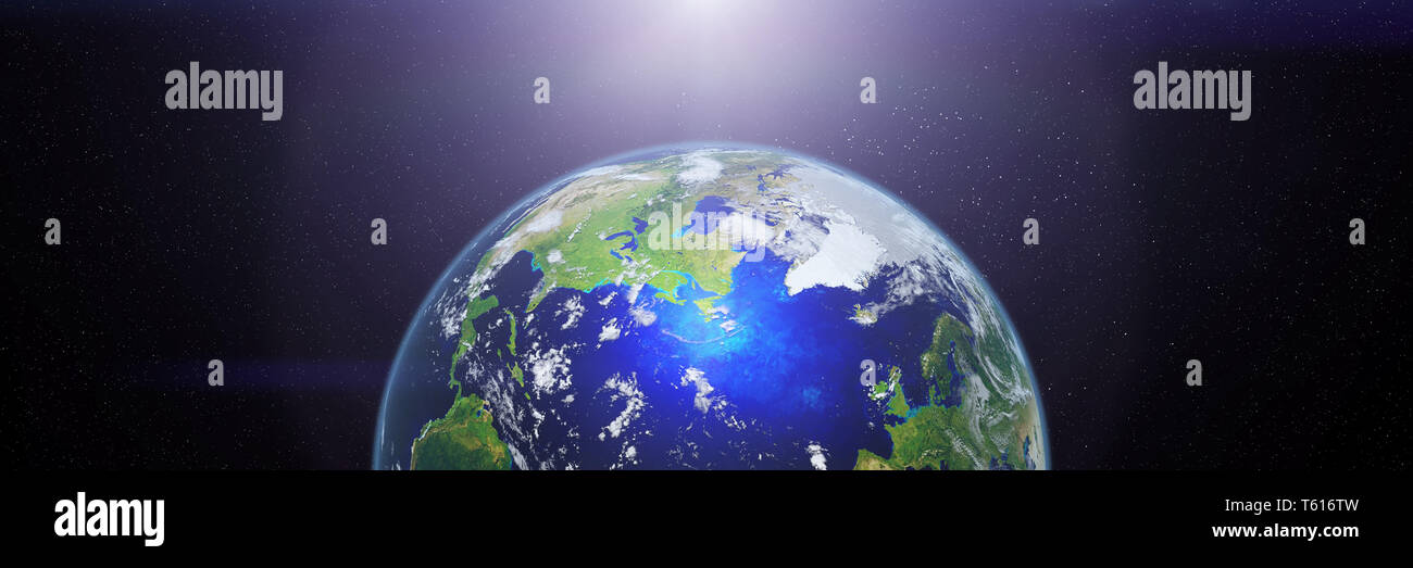 planet Earth, the blue planet in the solar system (3d science rendering ...