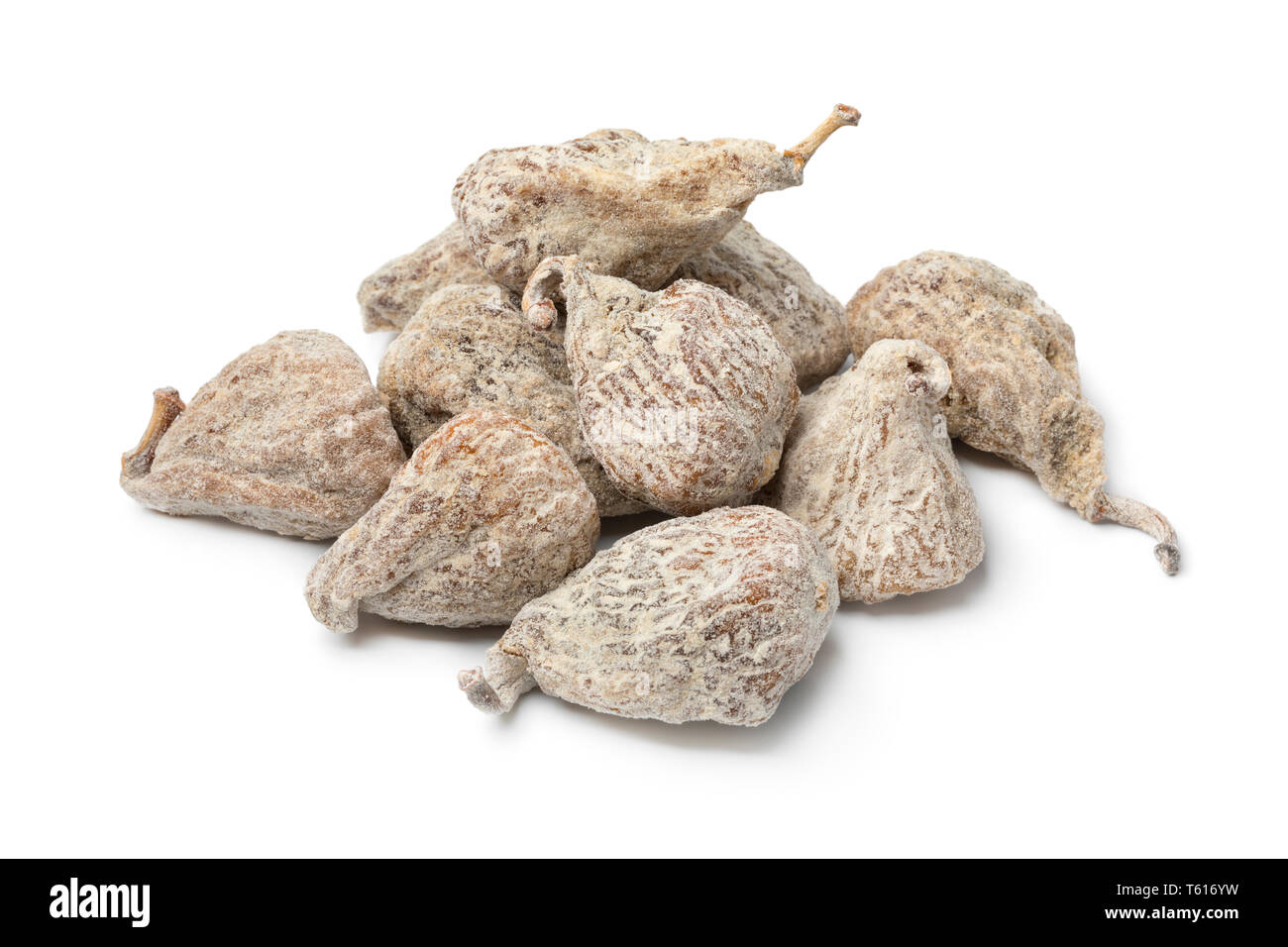 Heap of small sweet spanish dried figs isolated on white background ...