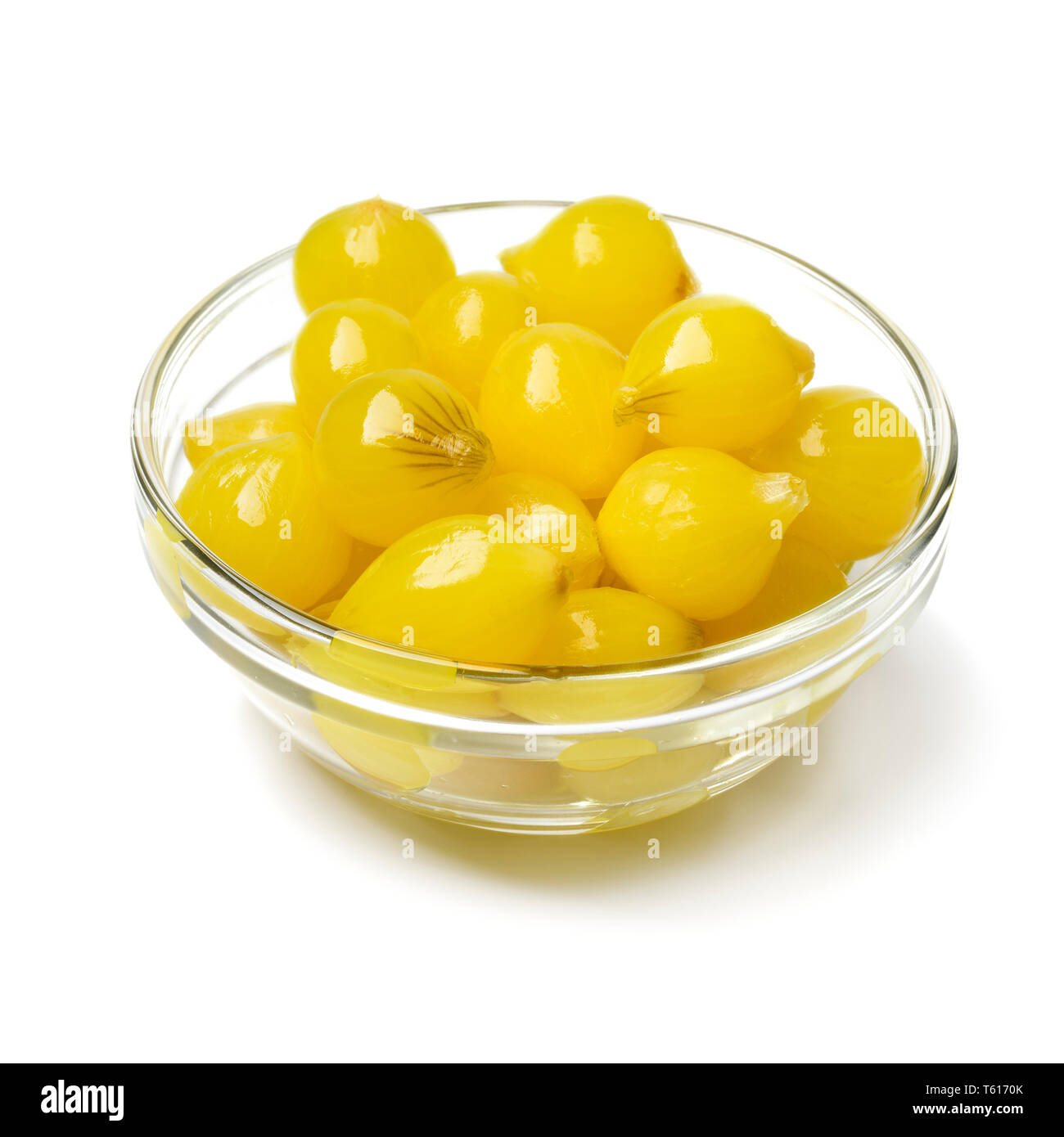 Glass bowl with traditional pickled Amsterdam silverskin onions ...