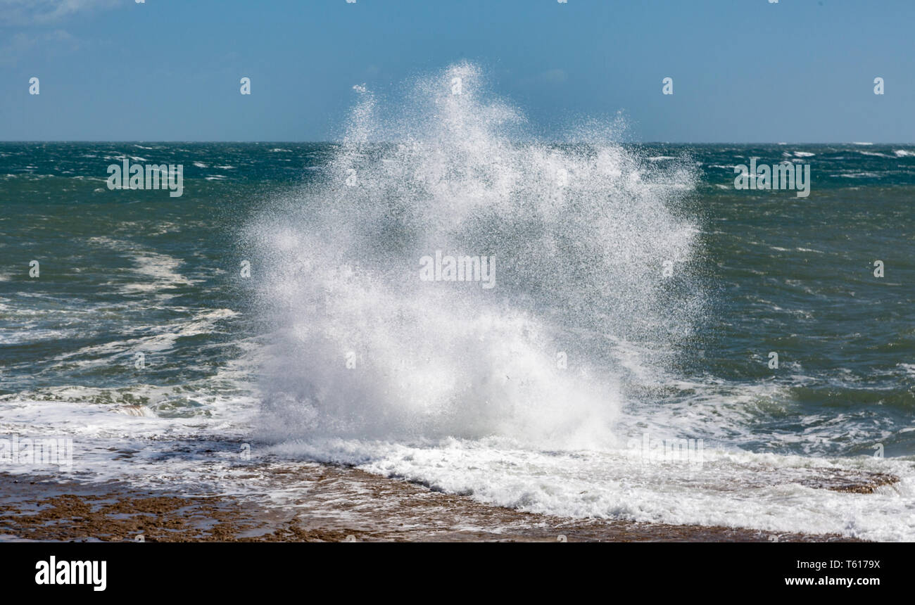 Storm Hannah hitting Portland Bill 27th April 2019 UK Stock Photo - Alamy