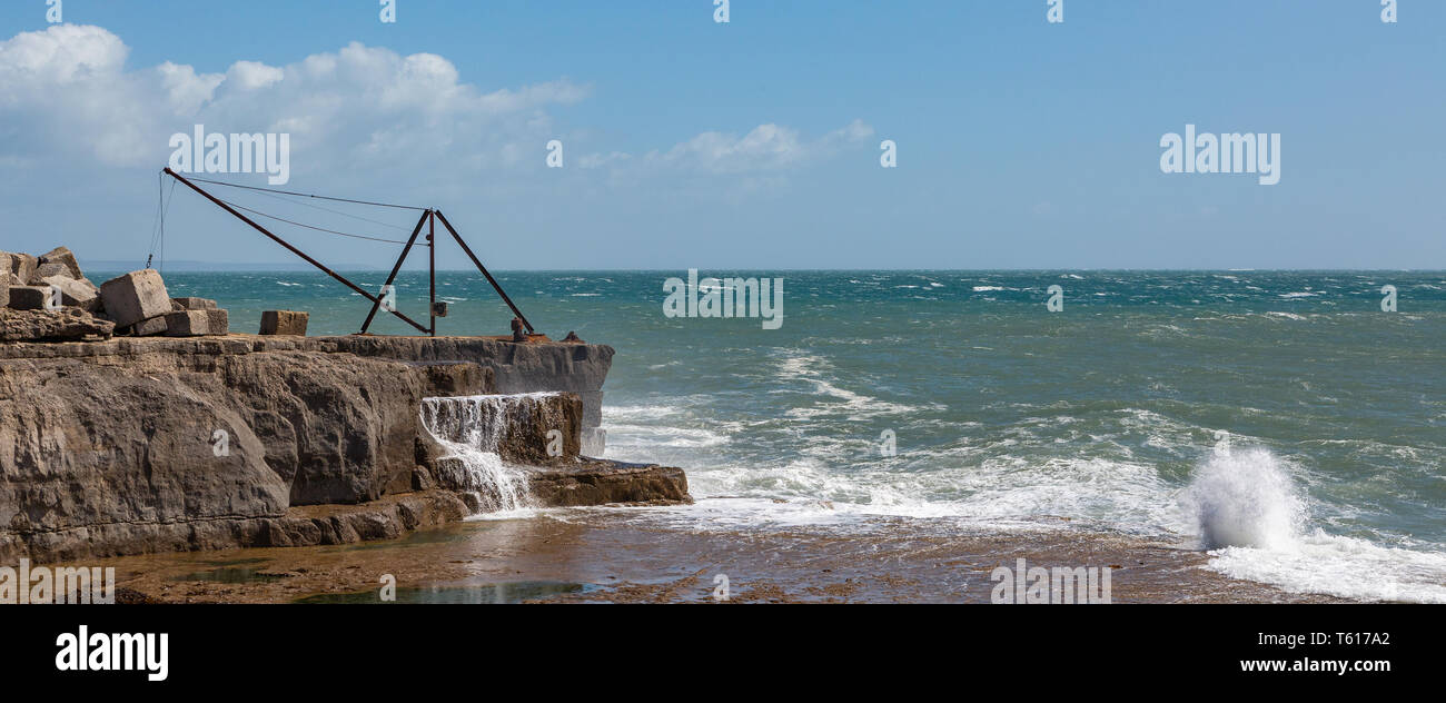 Storm Hannah hitting Portland Bill 27th April 2019 UK Stock Photo - Alamy