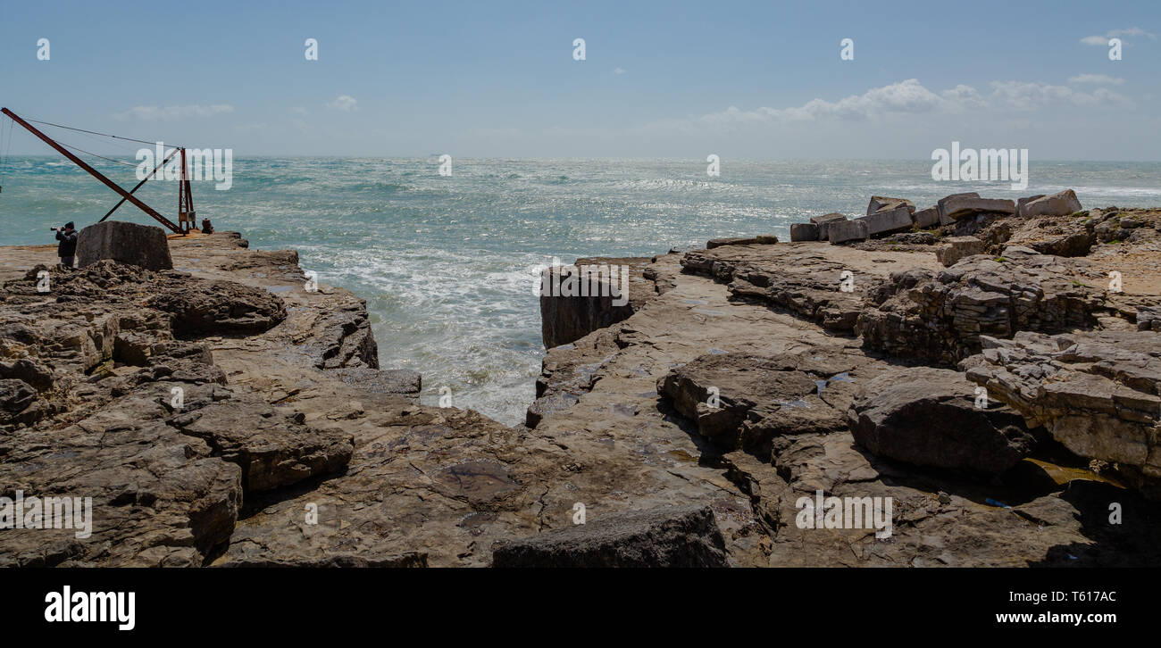 Storm Hannah hitting Portland Bill 27th April 2019 UK Stock Photo - Alamy