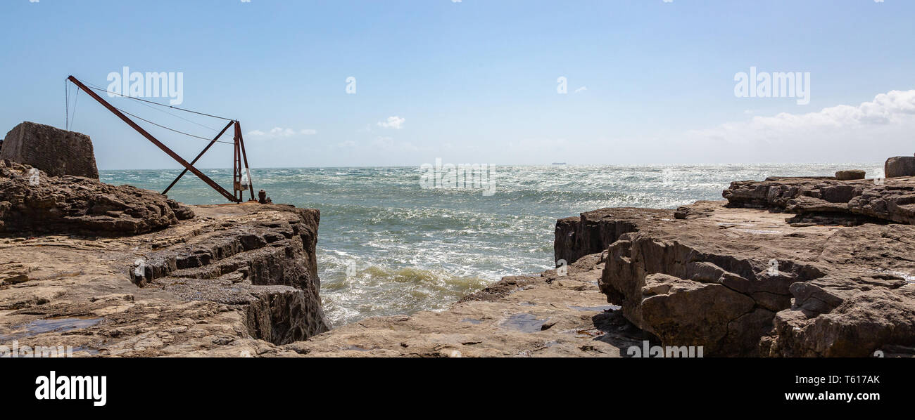 Storm Hannah hitting Portland Bill 27th April 2019 UK Stock Photo - Alamy