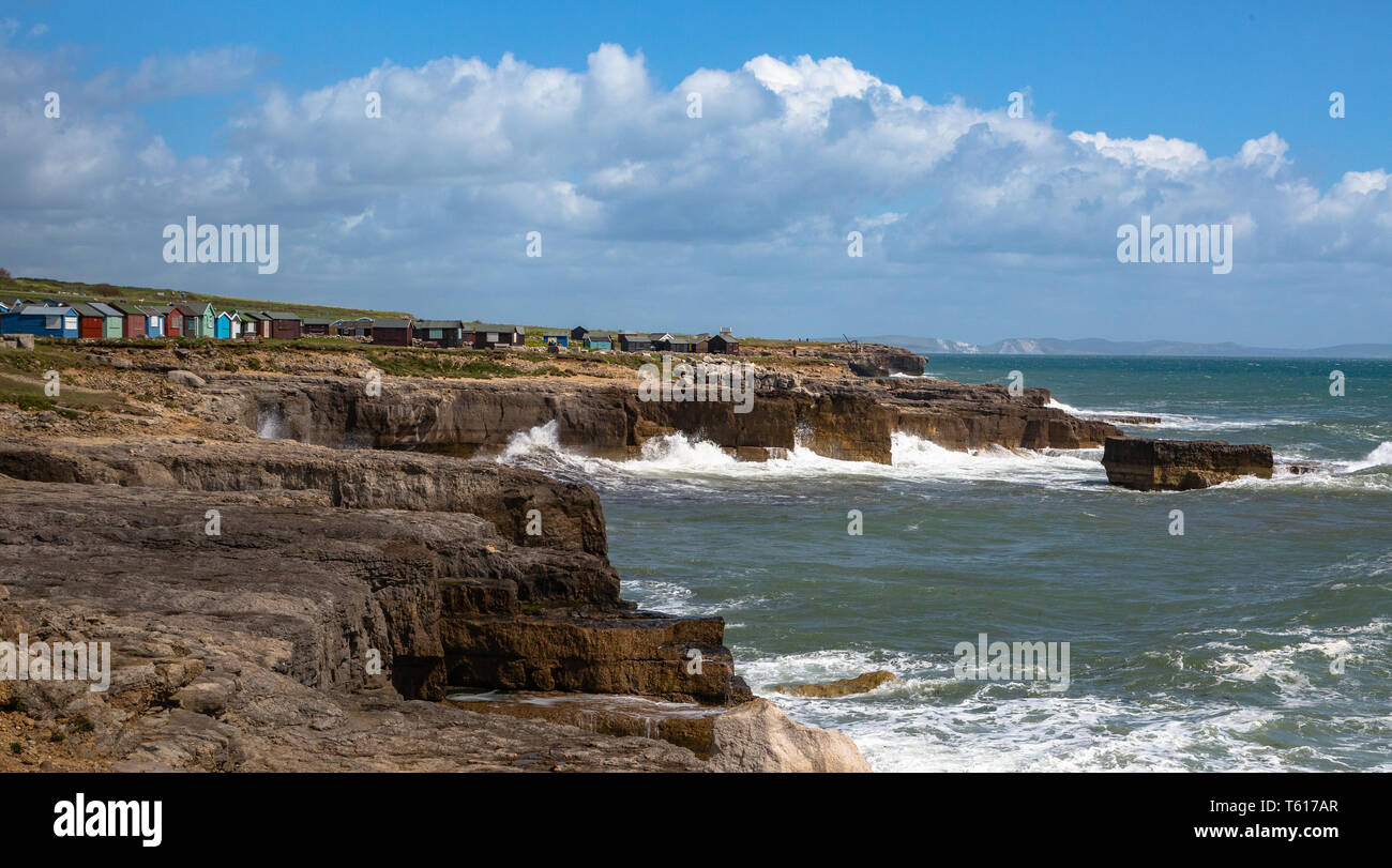Storm Hannah hitting Portland Bill 27th April 2019 UK Stock Photo - Alamy