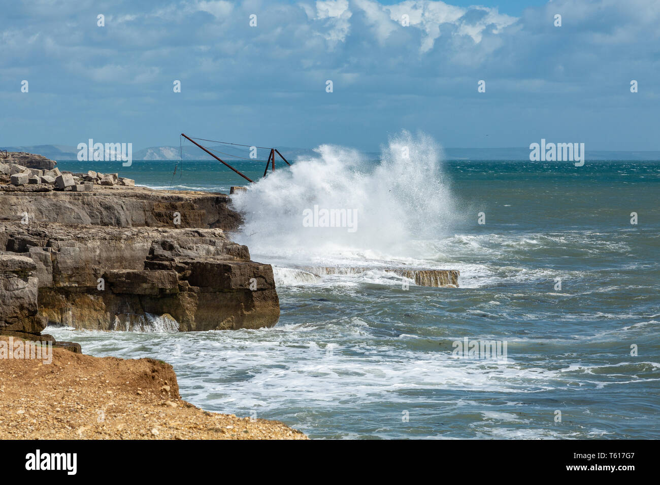 Storm Hannah hitting Portland Bill 27th April 2019 UK Stock Photo - Alamy