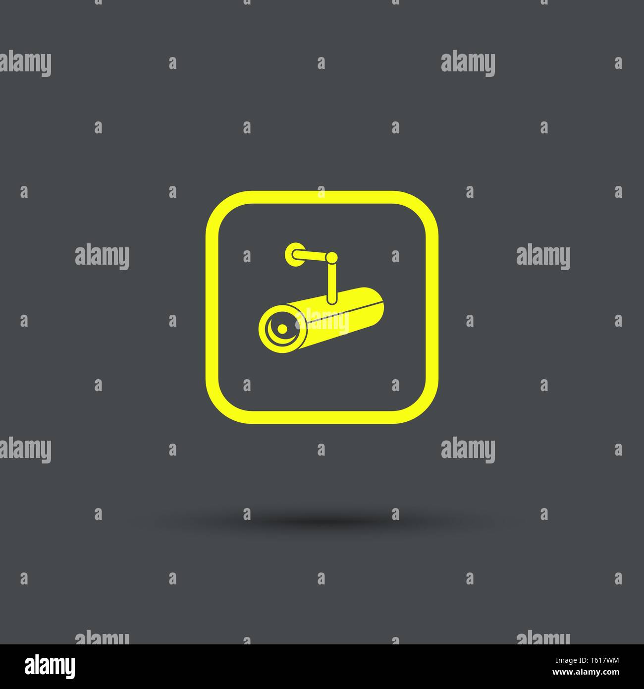 CCTV Camera Icon. Isolated. Yellow sign on the gray background ...