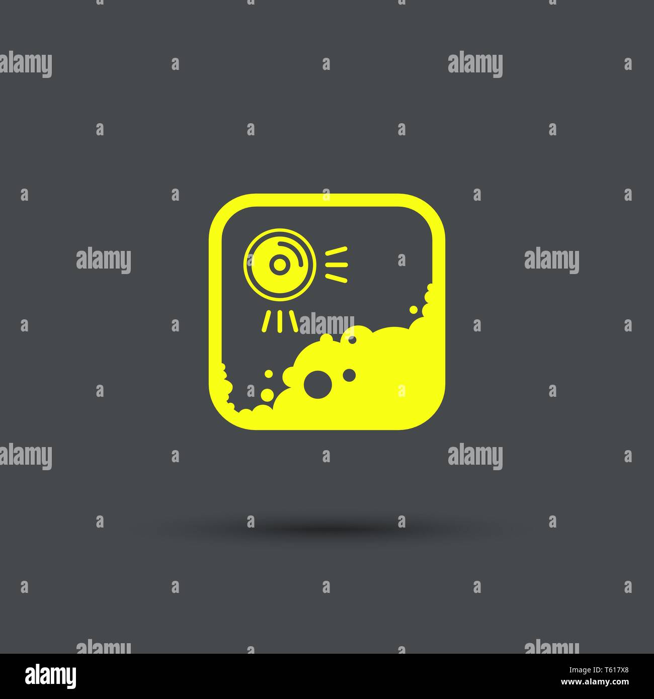 Icon smoke detector. Isolated. Yellow sign on the gray background ...