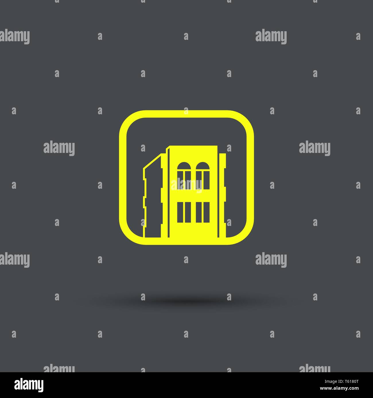 Smart home Icon. Isolated. Yellow sign on the gray background ...