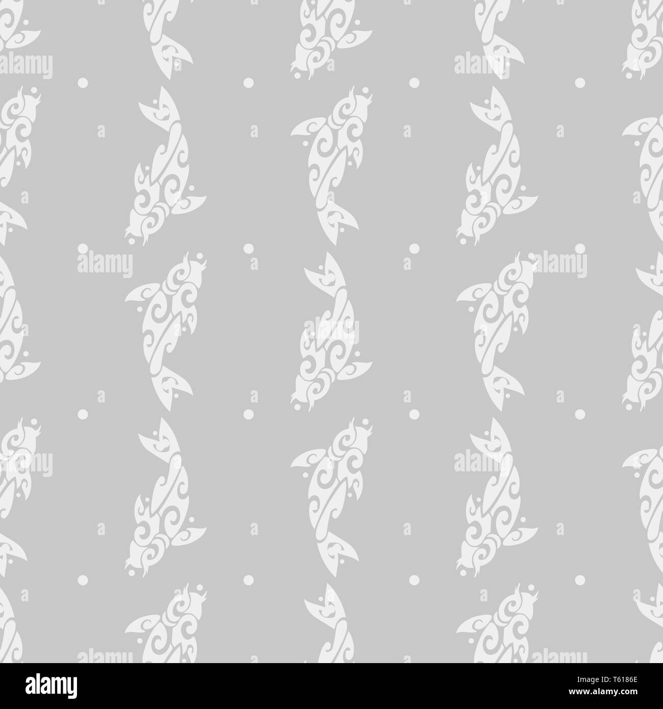 marine seamless pattern, sea fish. vector illustration in Maori style ...