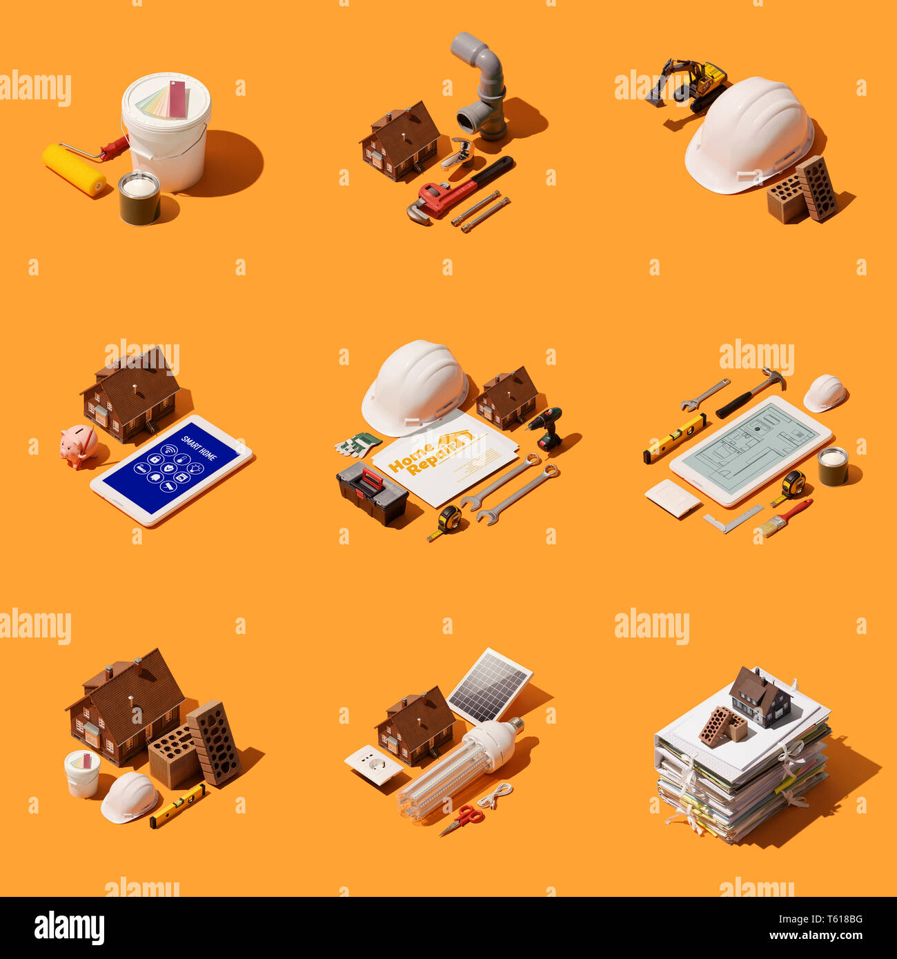 Home renovation, construction and DIY: isometric objects and tools ...