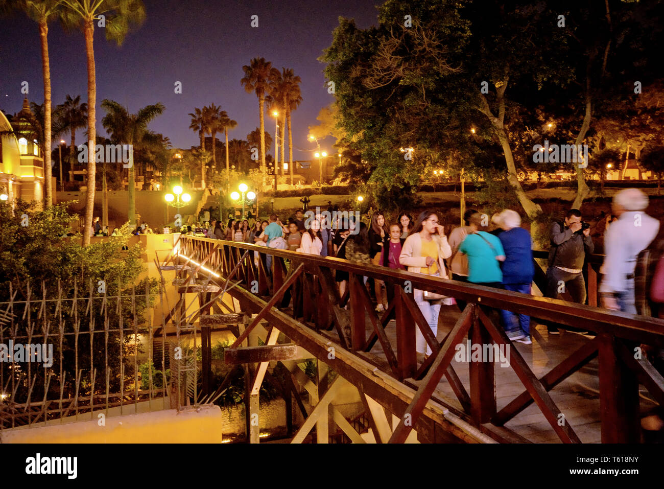 Lima, Peru - April 21, 2018: Barranco in Lima Peru at night with ...