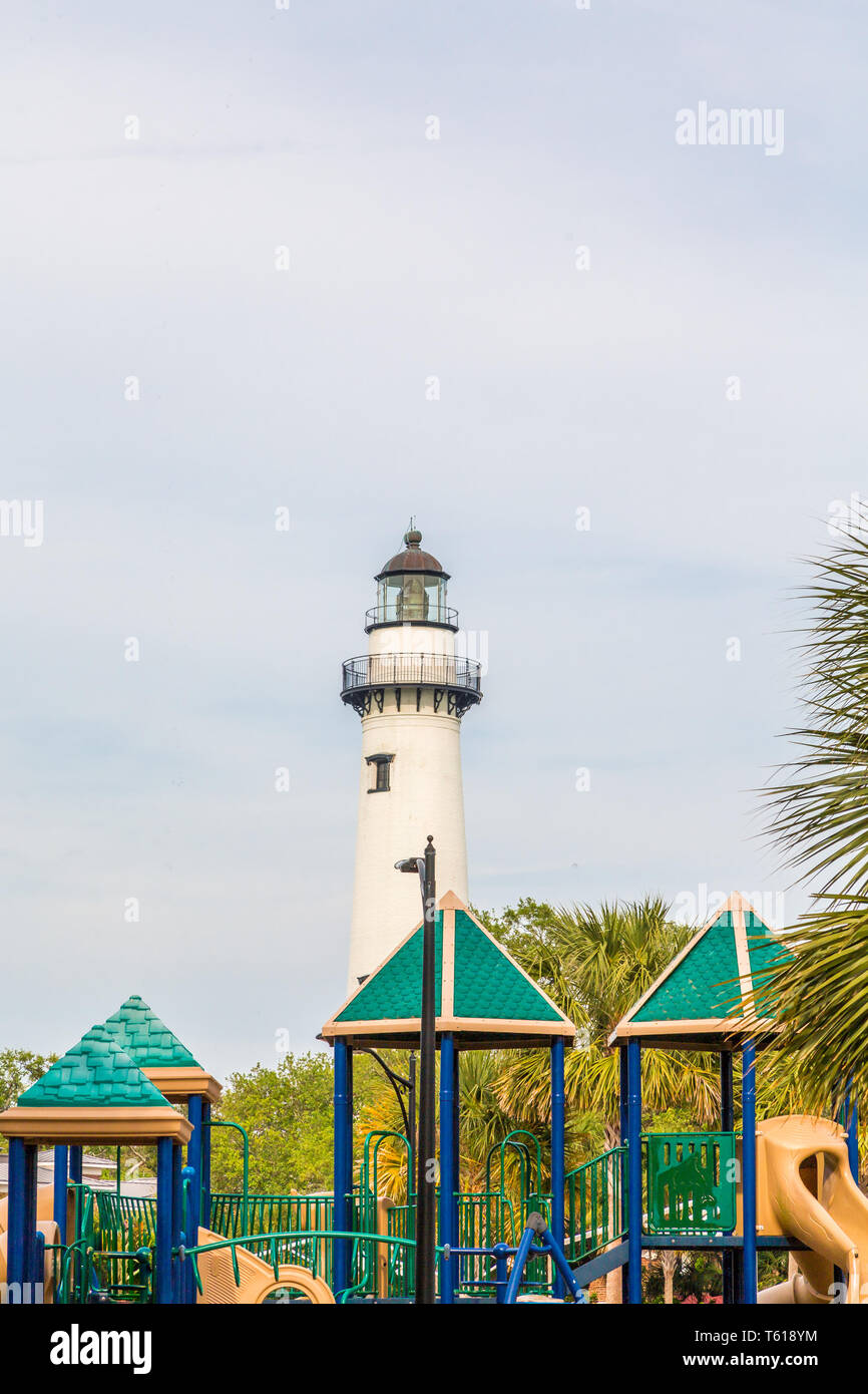 The old white brick lighthouse on St Simons Island Stock Photo - Alamy
