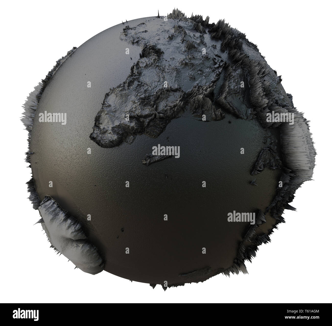 Abstract Black Earth Globe, Continets Extruded or Displacement Stock ...