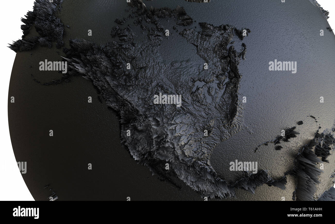 Abstract Black Earth Globe, Continets Extruded or Displacement Stock ...