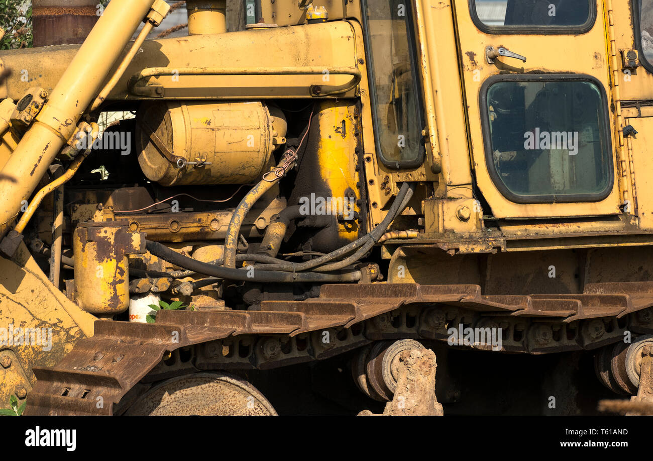 Old diesel engine bulldozer background Stock Photo - Alamy