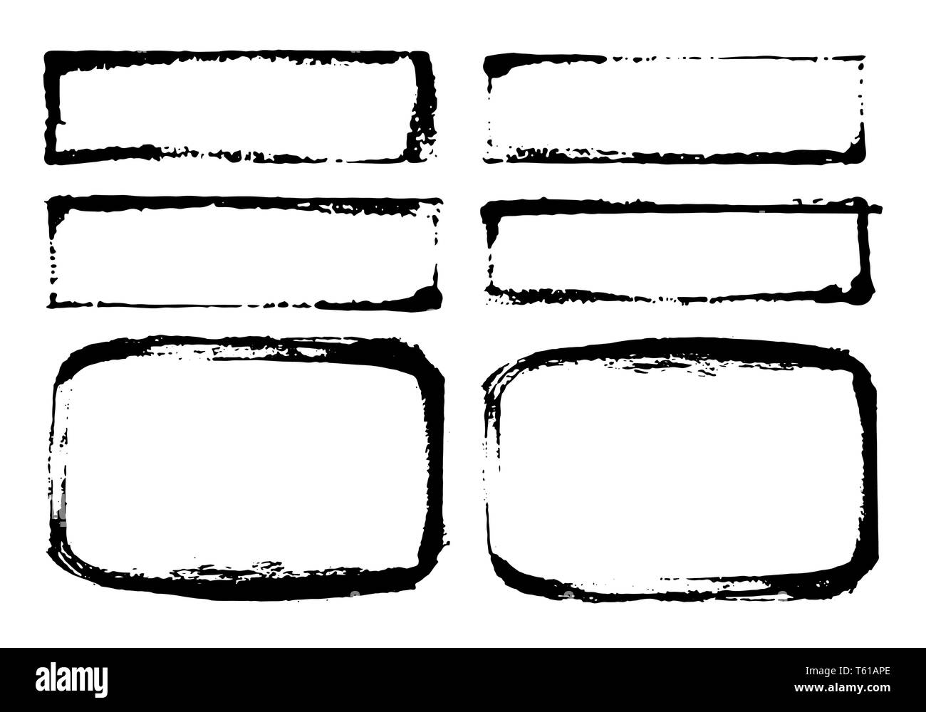 Frames and text boxes, grunge textured hand drawn elements set, vector ...