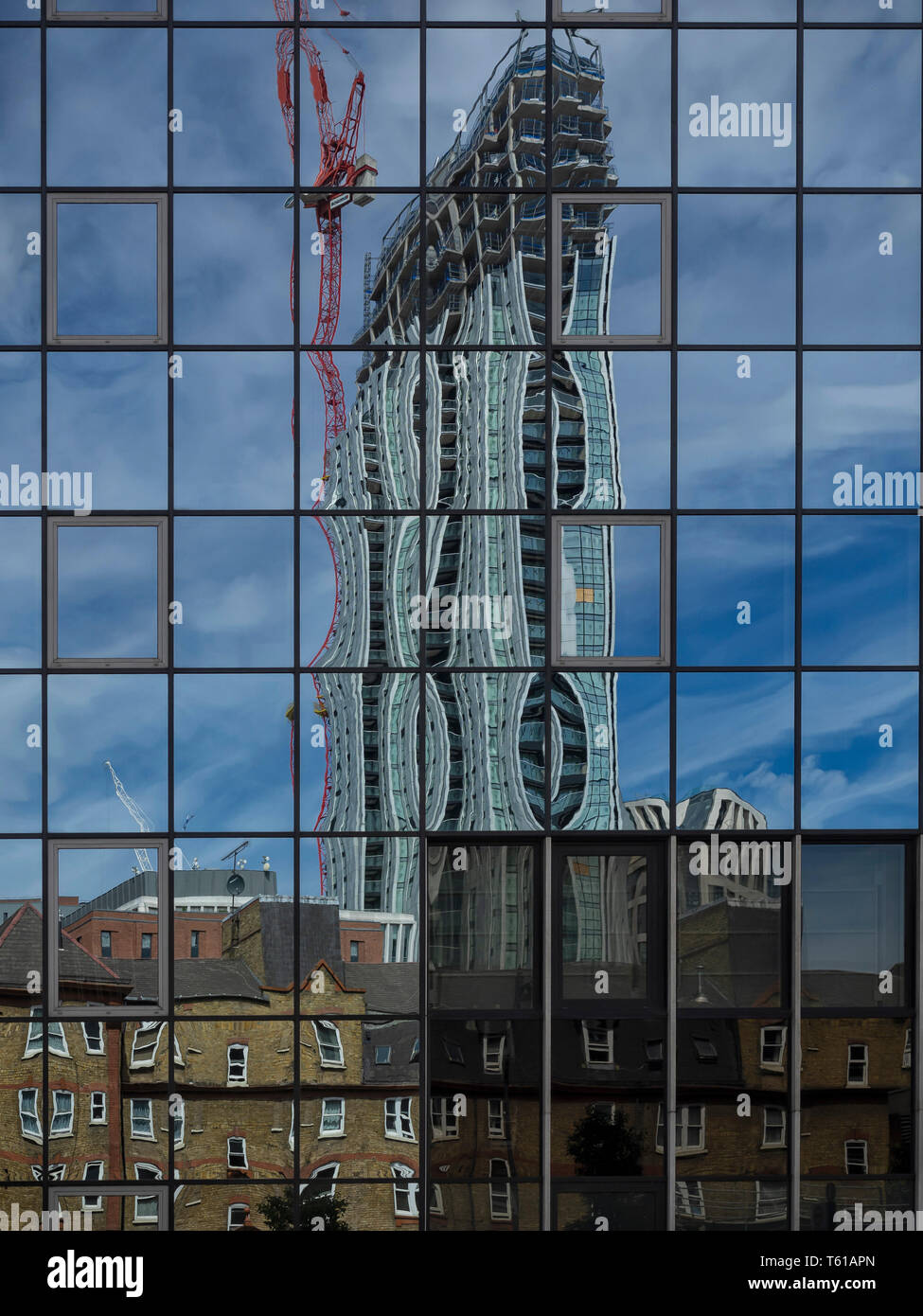 Abstract image of a reflection of Victorian Terraced Houses and Modern ...