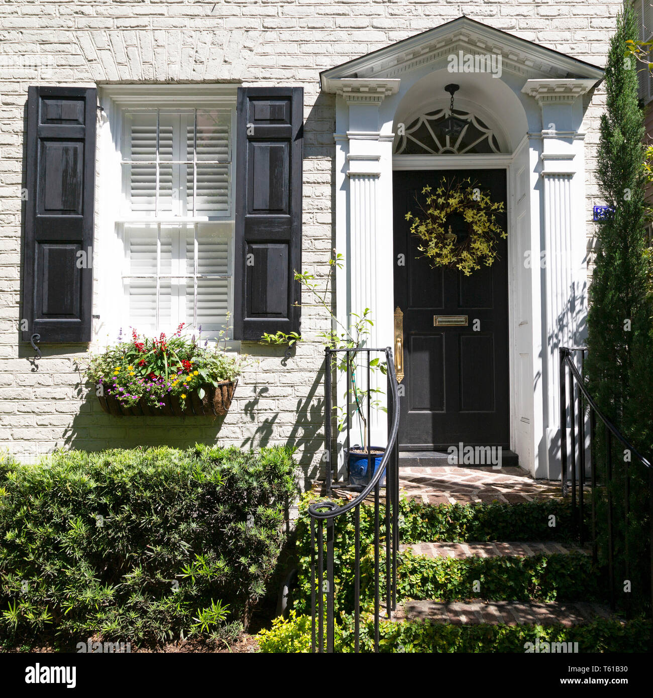 Door of a heritage building in Tradd Street, Charleston in South ...
