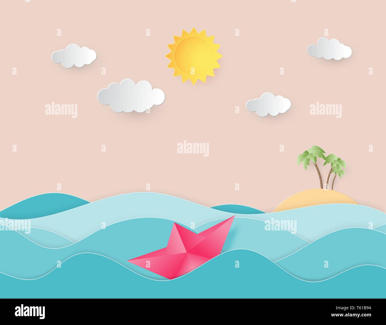 Sailing boat on island Stock Vector Images - Alamy