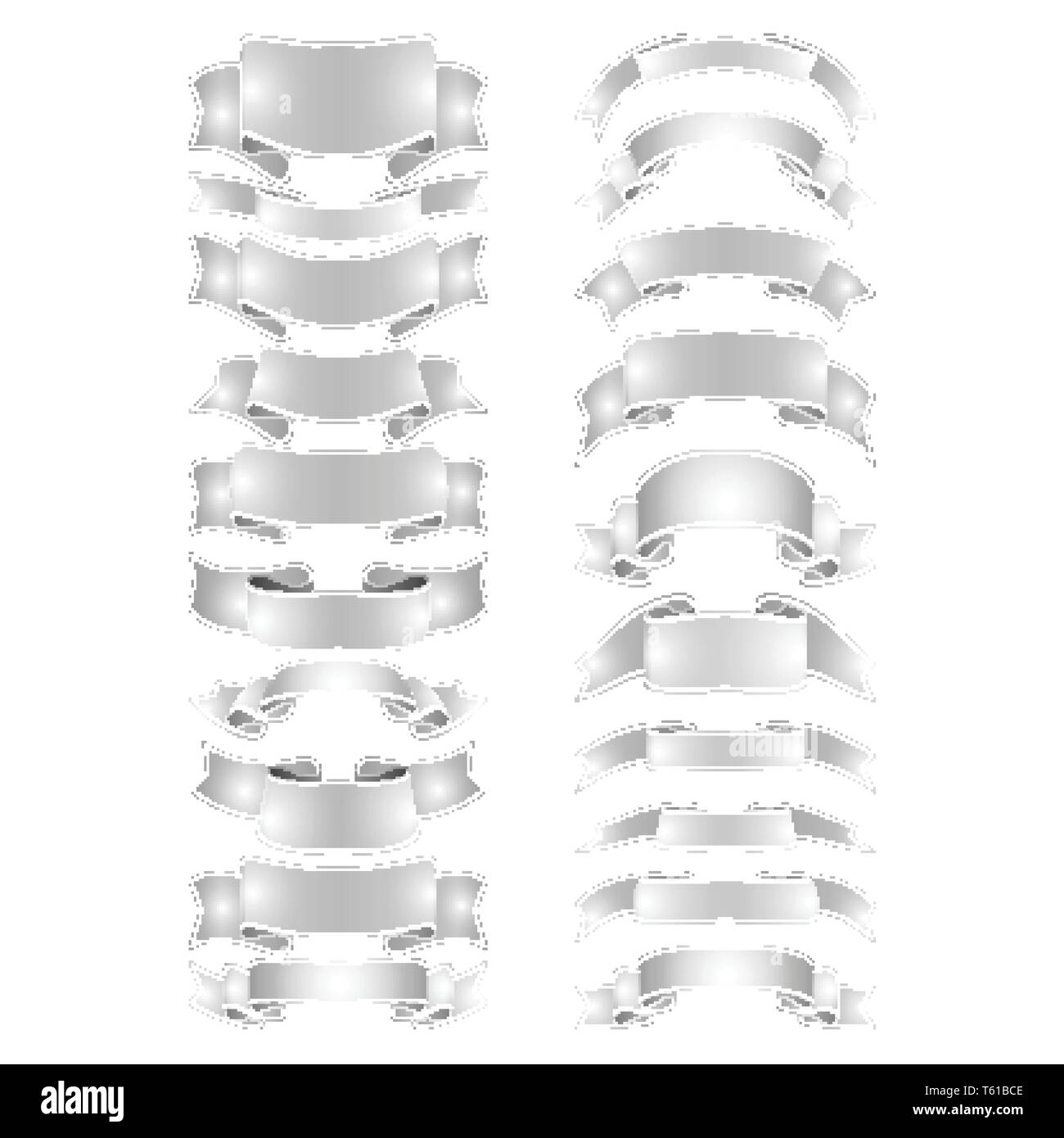 isolated vector colored satin ribbons set - silver Stock Vector Image ...