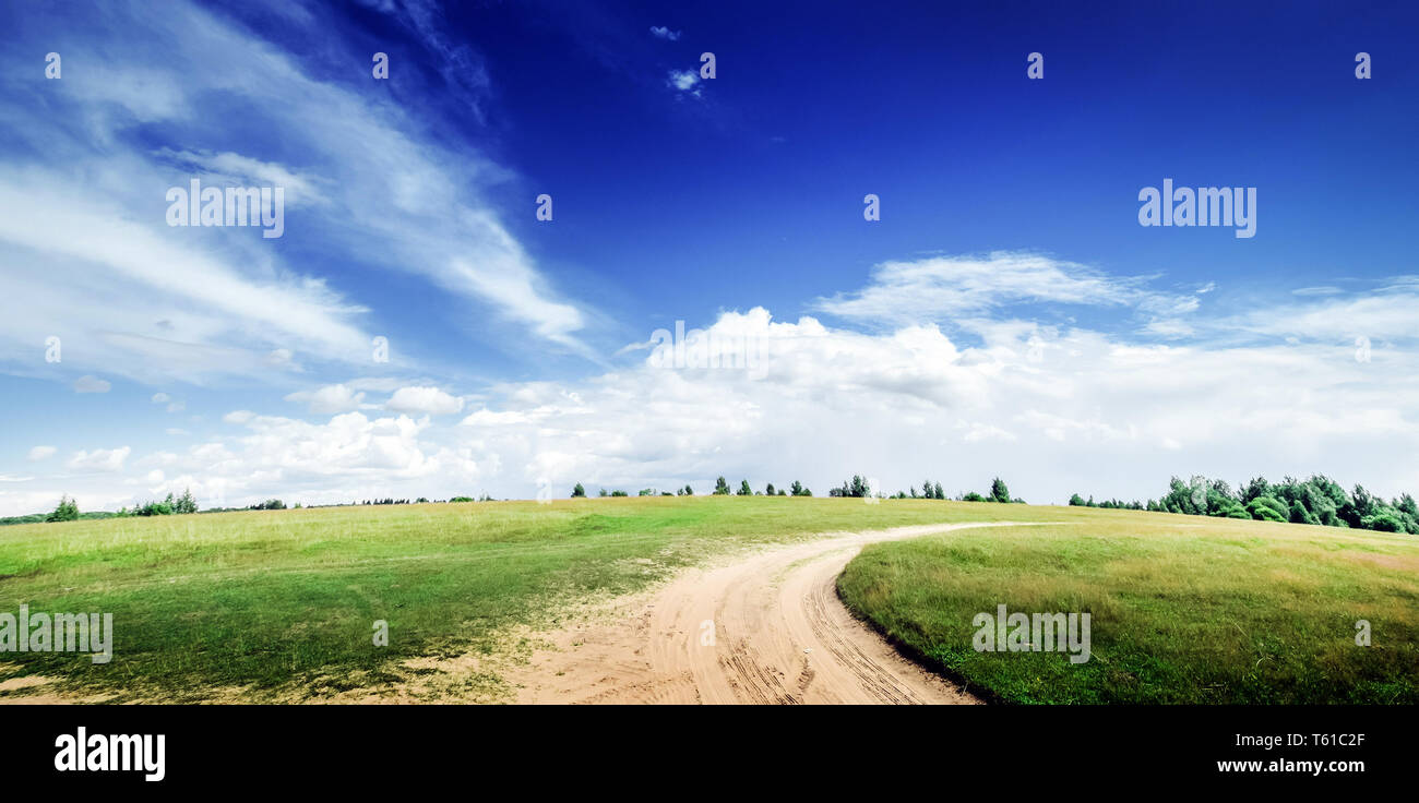 Rural nature landscape - road and meadow Stock Photo - Alamy