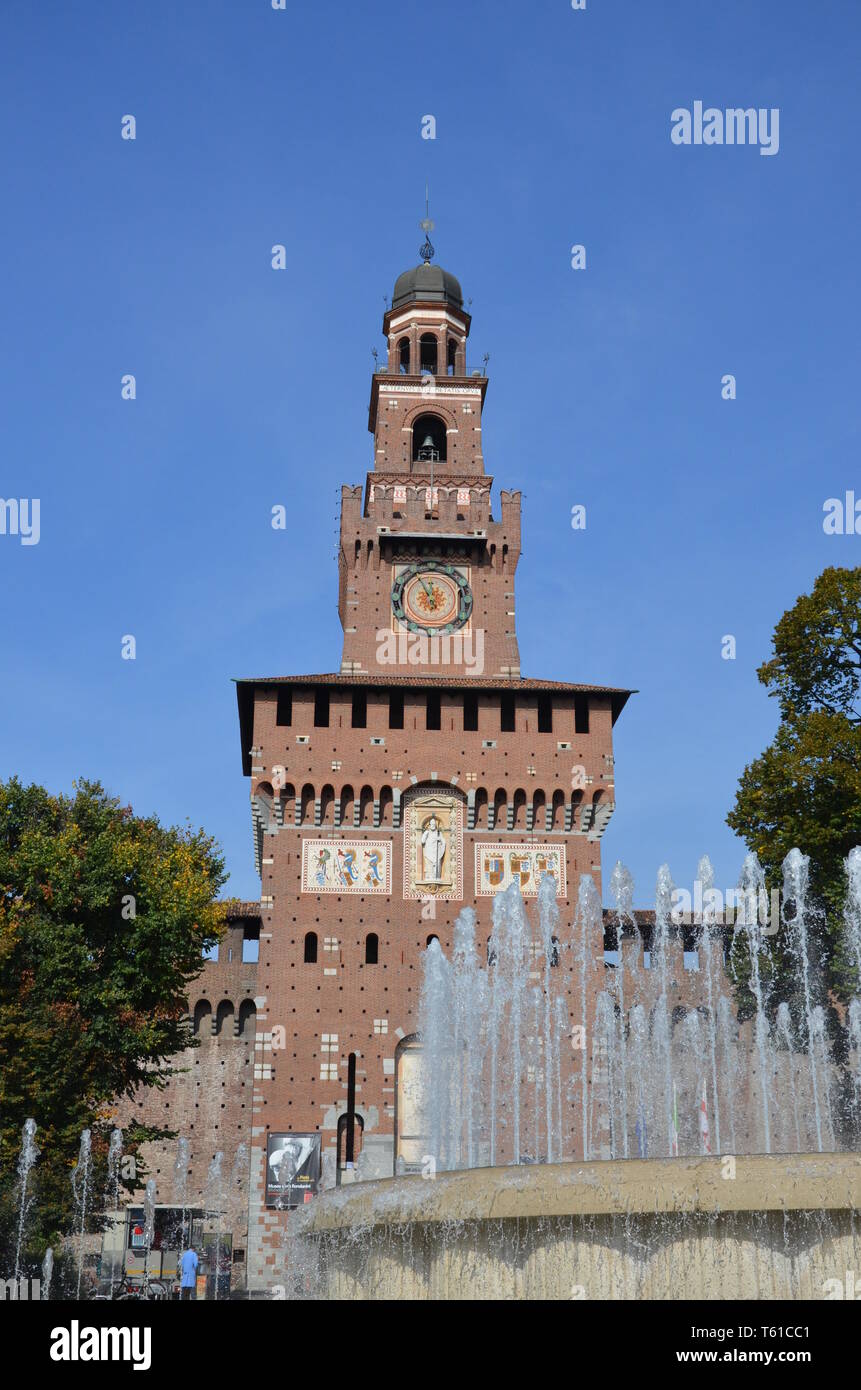 Sforza Castle, medieval architecture in Milan, Italy Stock Photo - Alamy