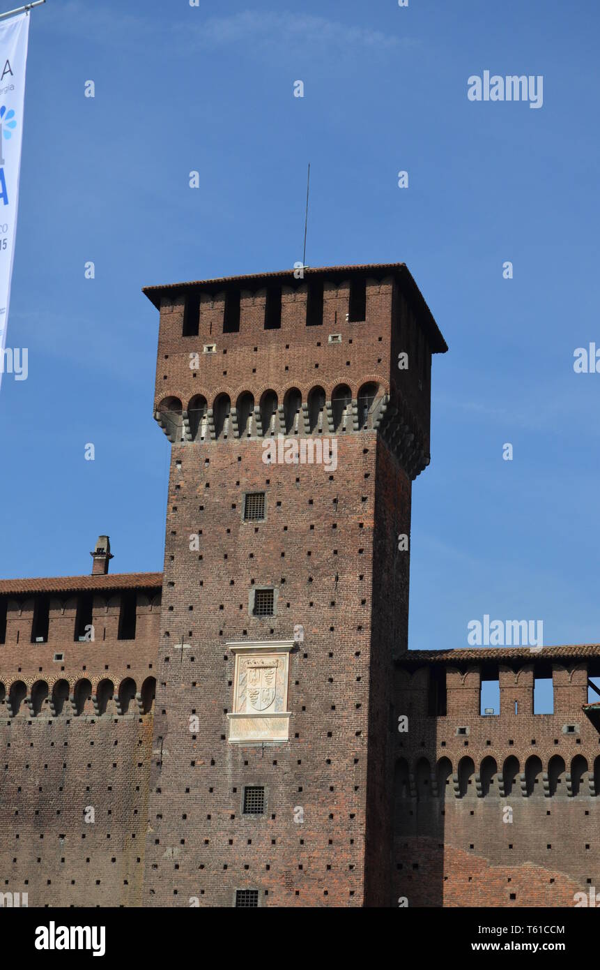 Sforza Castle, medieval architecture in Milan, Italy Stock Photo - Alamy