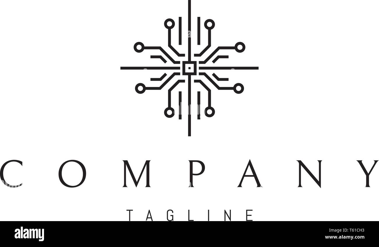 Circuit Abstract Black Line vector logo design Stock Vector Image & Art ...