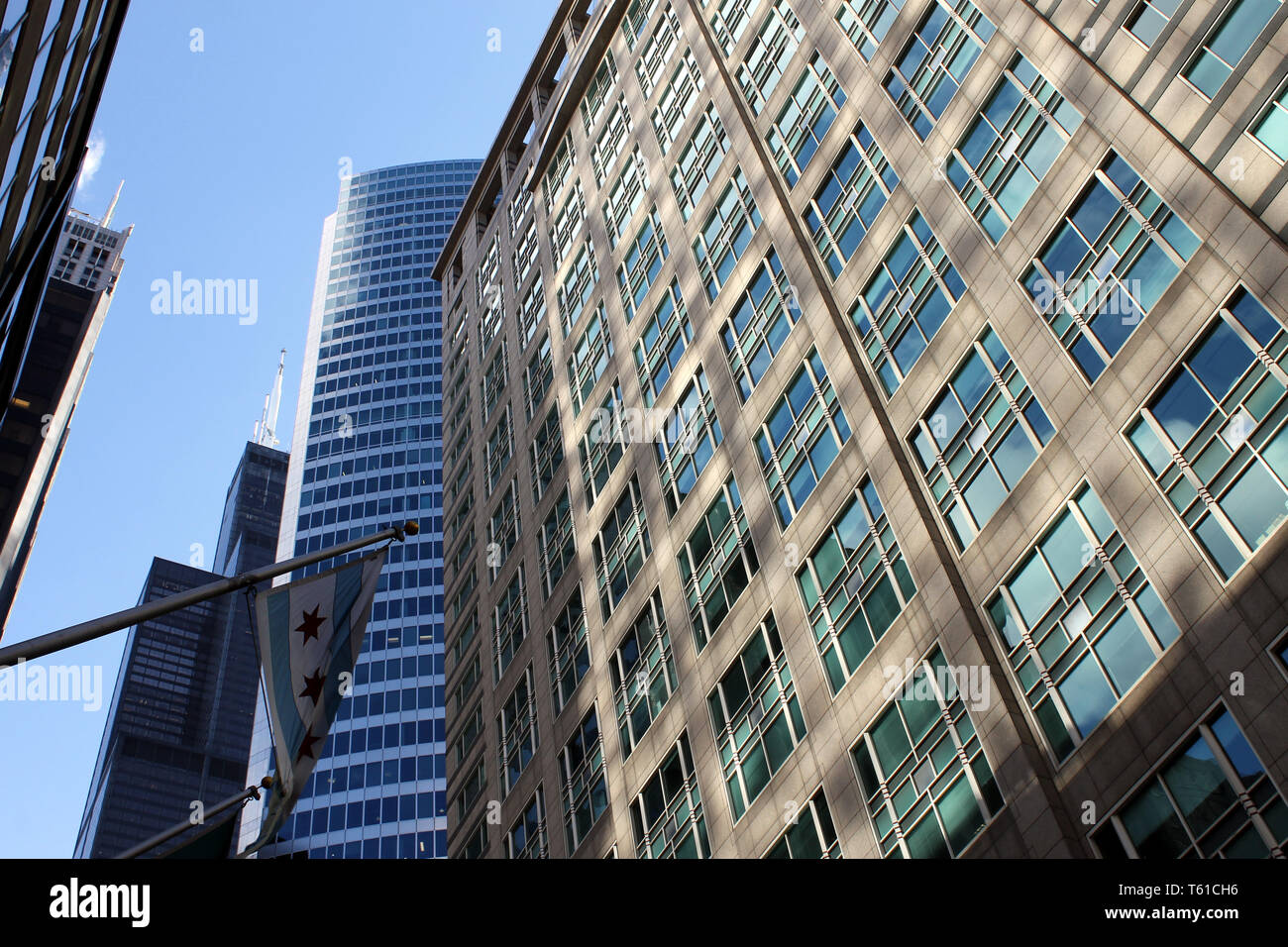 303 w madison, the Sears / Willis Tower, and Hyatt Center skyscrapers in the Loop, Chicago ...