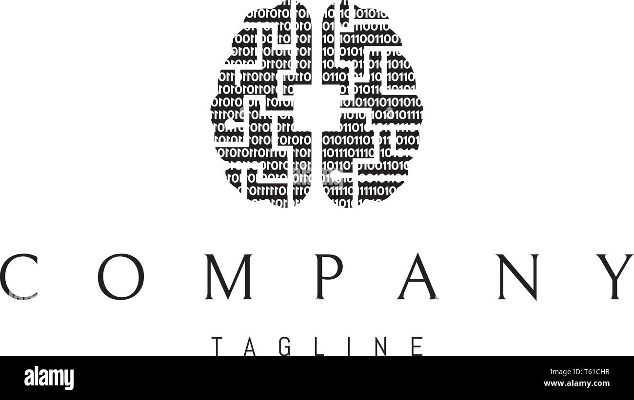 Brain Digital Black Abstract vector 3 logo design Stock Vector Image ...